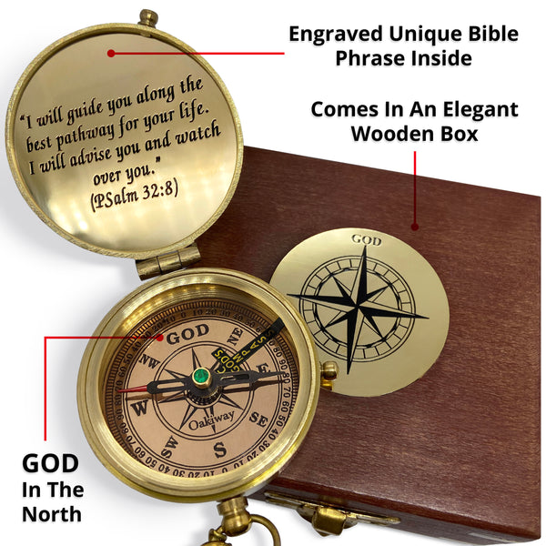 OakiWay God's Path Compass - Super Unique Inspirational/Religious Gift